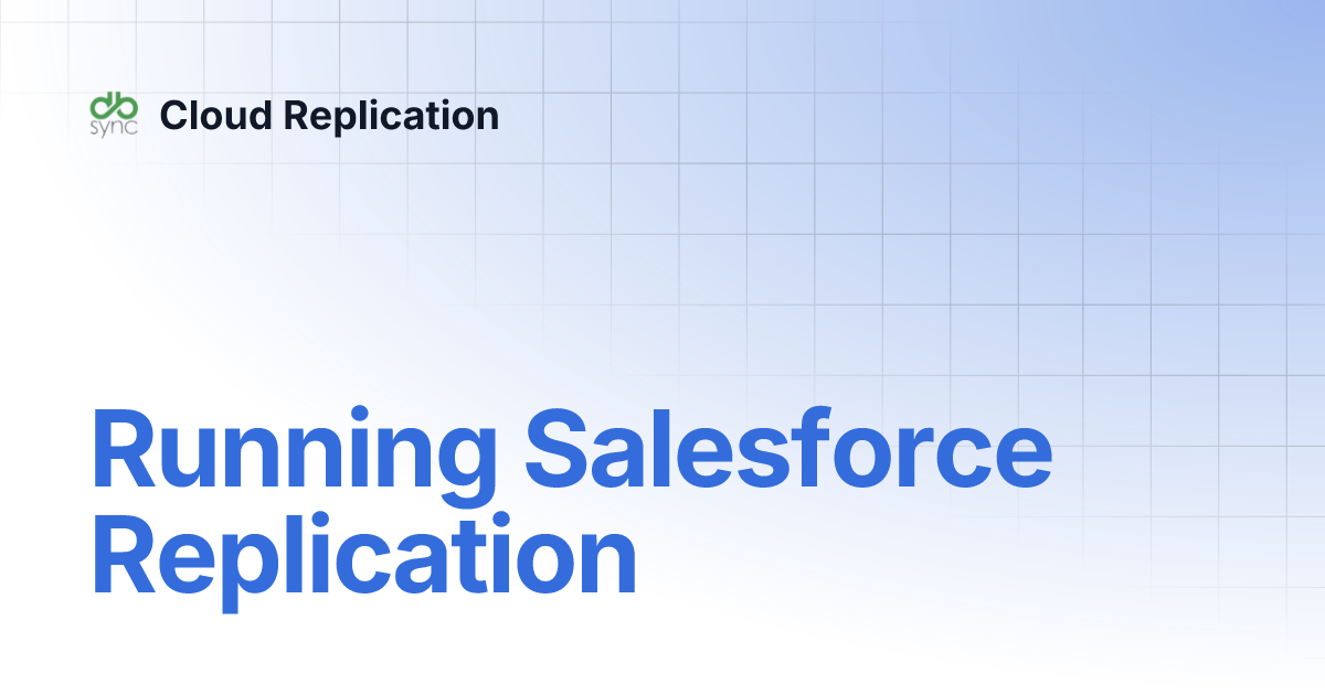 Running Salesforce Replication | Cloud Replication