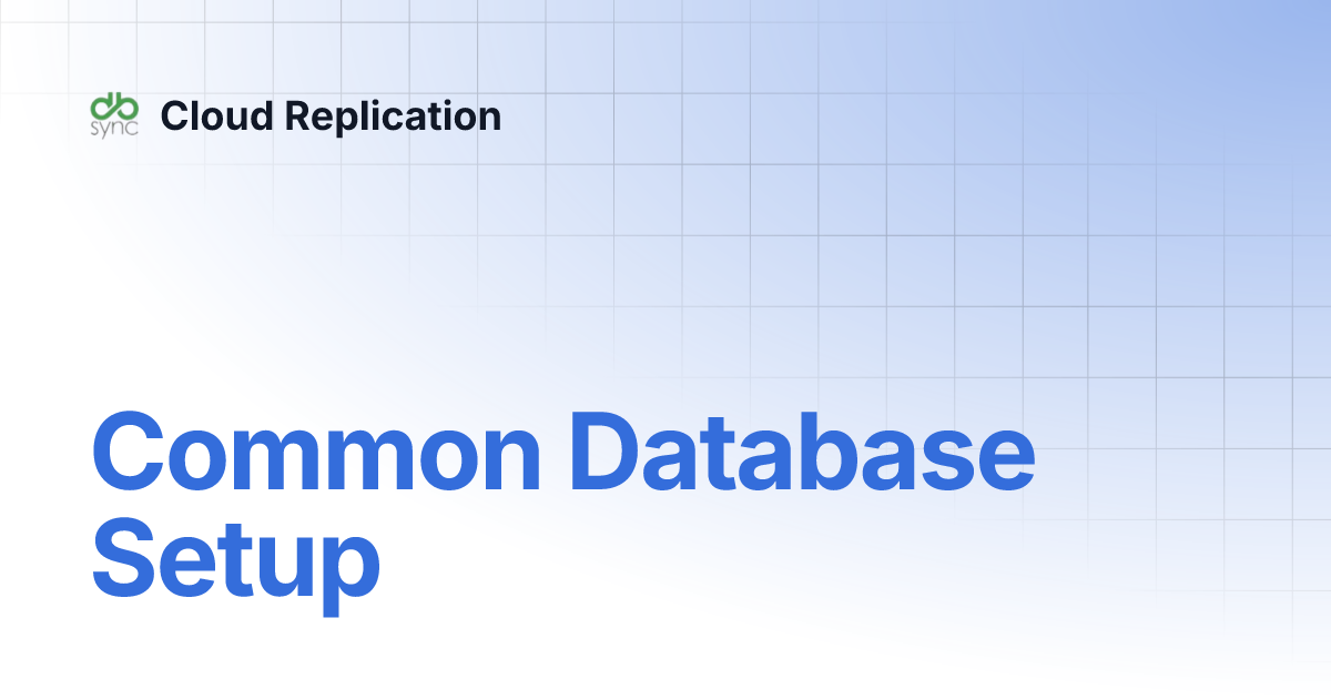 Common Database Setup | Cloud Replication